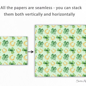 St Patricks Day Digital Papers | Watercolor Green Gnome Seamless ...