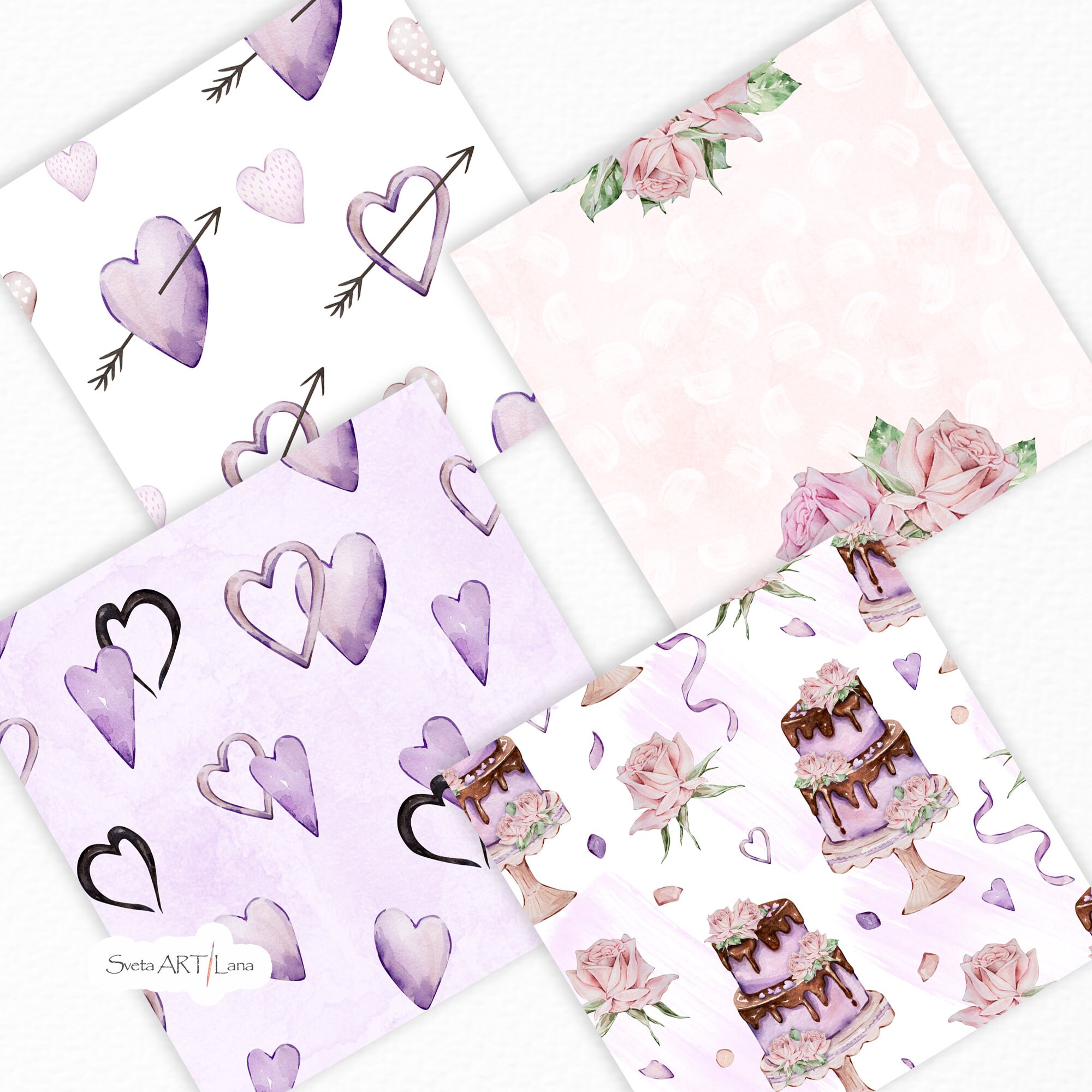 Romantic Digital Paper Watercolor Valentines Seamless - Etsy