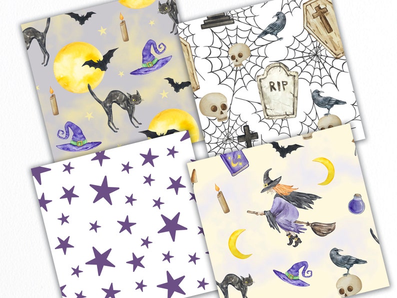 Happy Halloween Digital Papers | Watercolor Spooky Halloween Seamless ...