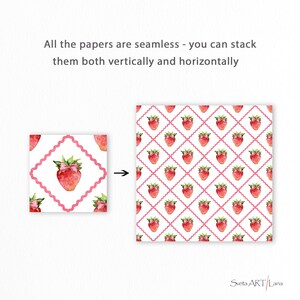 Watercolor Strawberry Digital Papers | Red Berry Seamless Patterns ...