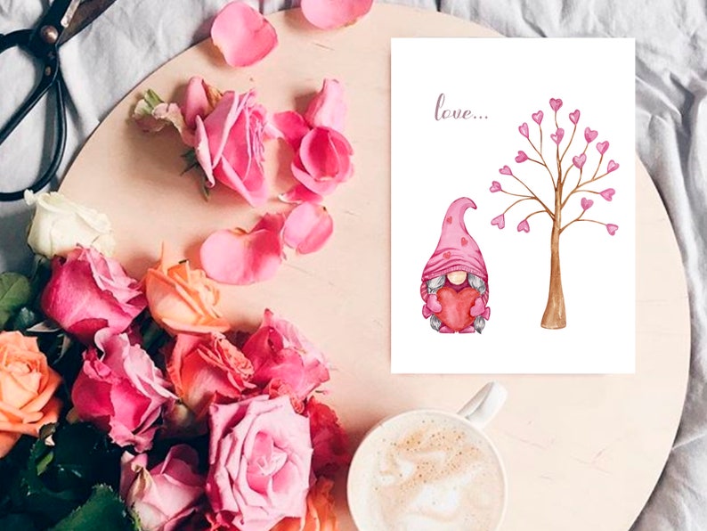 Valentine Gnomes PNG Clipart Watercolor Valentine's Day - Etsy