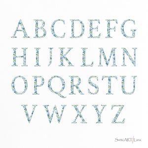 Watercolor Hydrangea Alphabet Clipart | Blue Letters | Floral Alphabet ...