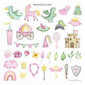 Watercolor Nursery Fairy Tale Clipart | Fairytale Castle Clipart PNG ...