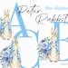 Peter Rabbit Floral Blue Alphabet Clipart | Watercolor Alphabet PNG ...