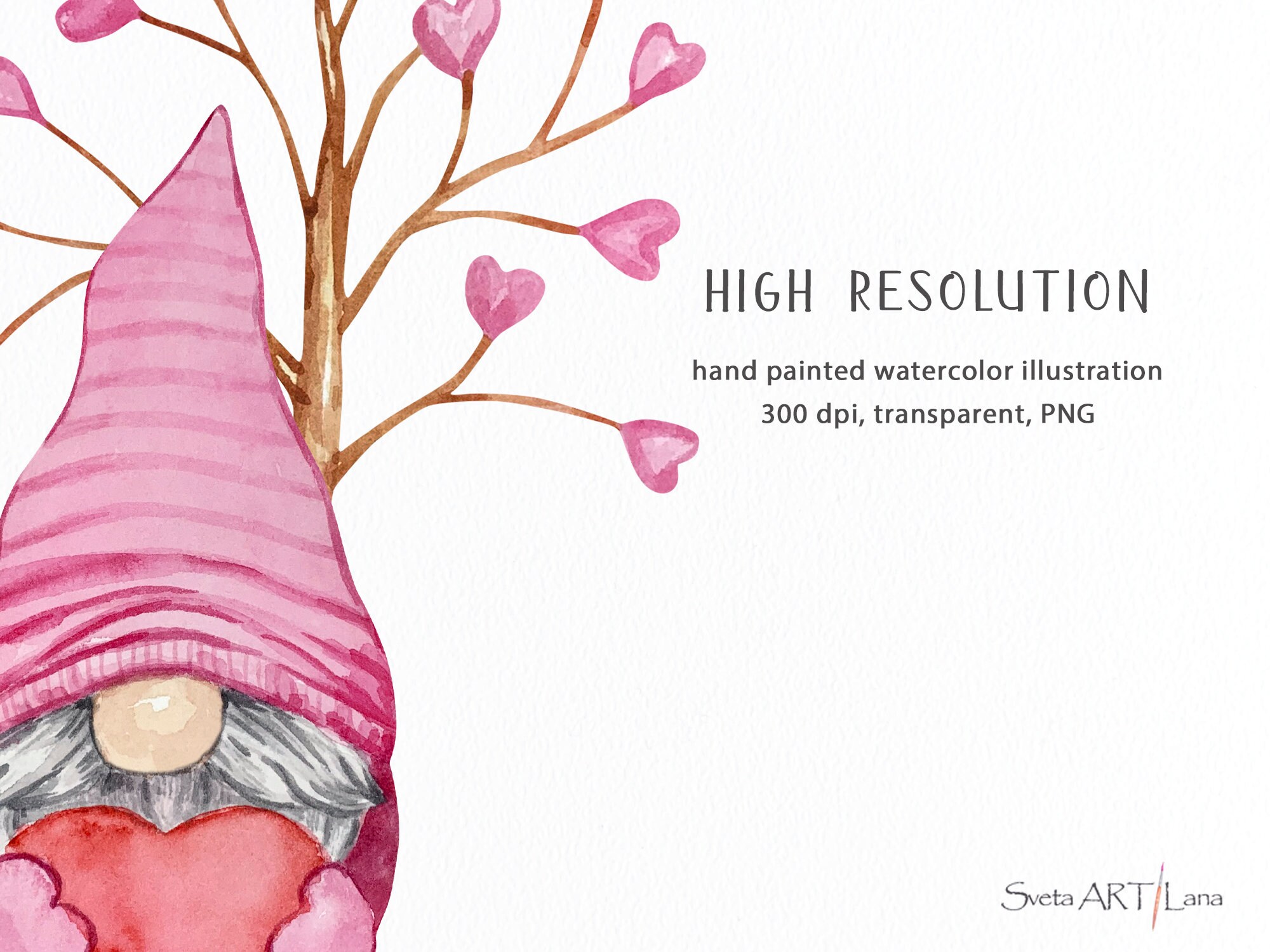 Valentine Gnomes PNG Clipart Watercolor Valentine's Day - Etsy