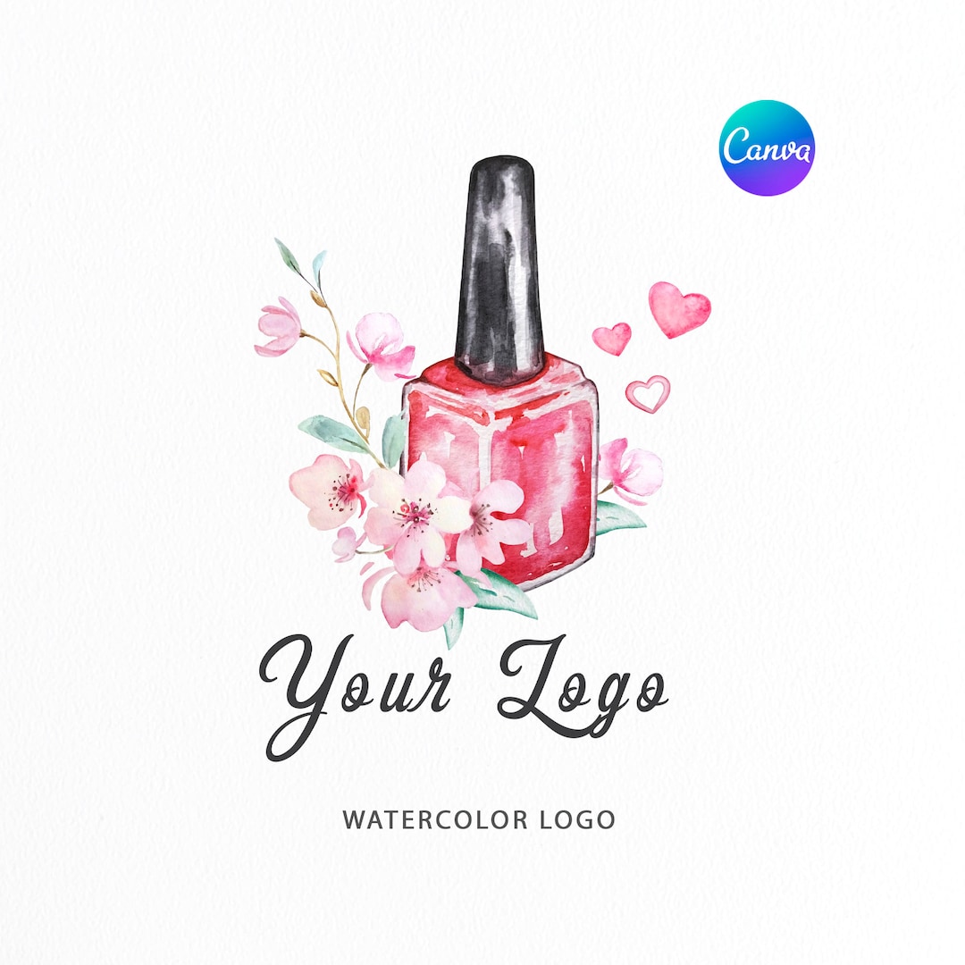 Watercolor Nails Logo Design | Editable Nail Logo | Manicure Logo ...