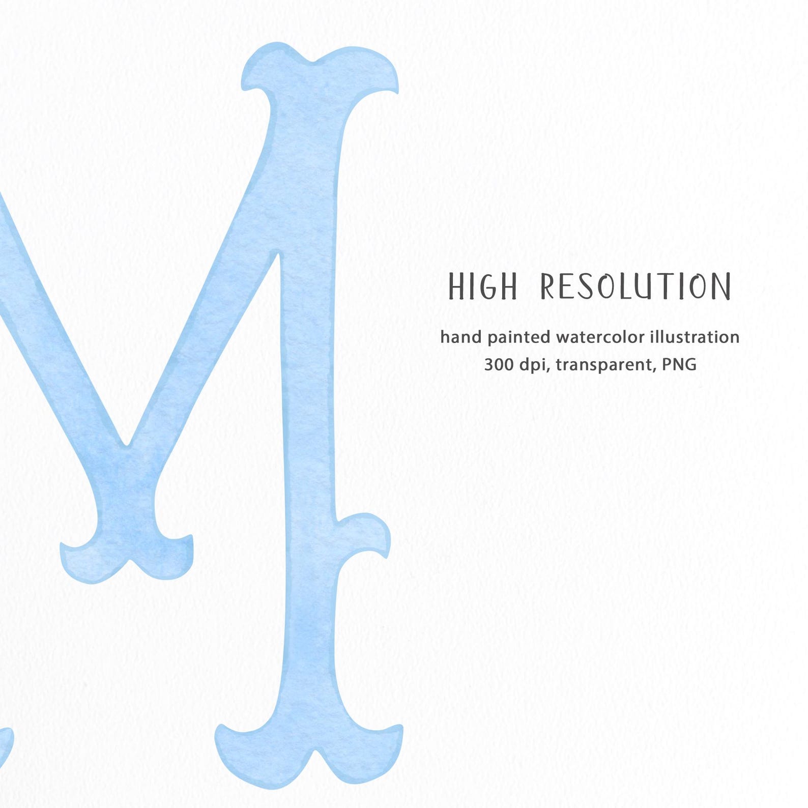 Watercolor Vintage Blue Letters | Monogram Alphabet Clipart | Wedding ...
