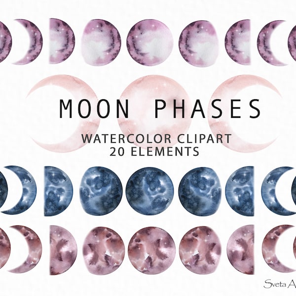 Watercolor Moon - Etsy