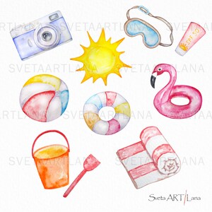 Watercolor Summer Clipart | Beach Clipart | Tropical Design Png ...