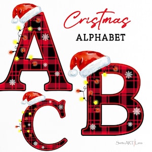 Christmas Plaid Alphabet Clipart | Red Plaid Letters | Christmas Plaid ...