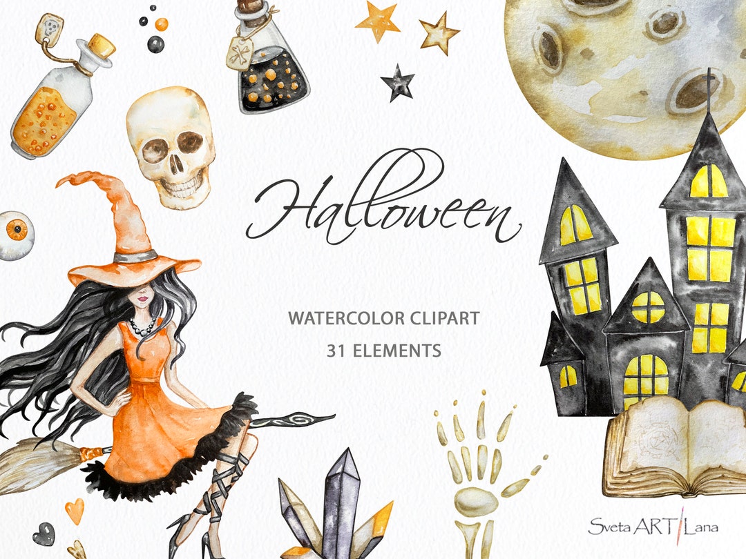 Watercolor Halloween Clipart | Happy Halloween | Halloween Party Decor ...