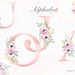 Watercolor Pink Alphabet Clipart Flowers Lettter Boho - Etsy