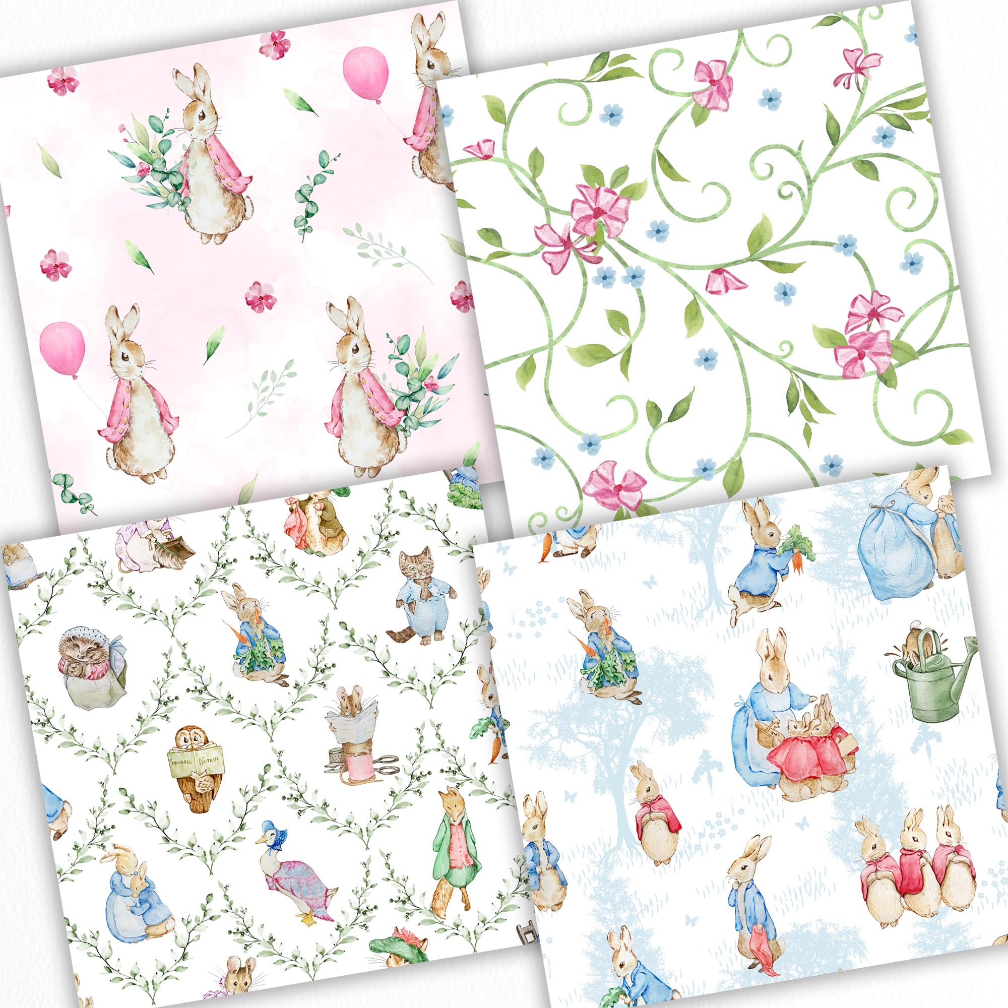 Peter Rabbit Digital Paper | Watercolor Peter Rabbit and Friends ...