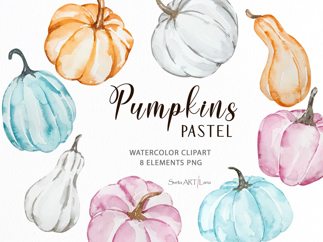 Watercolor Pumpkins Pastel Clipart | Autumn Pumpkins Png | Fall Clipart ...