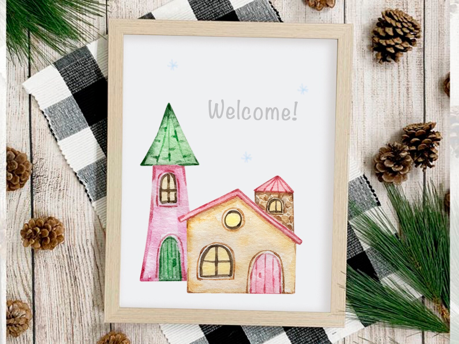 Watercolor Winter Houses Clipart Christmas Landscape Clipart - Etsy