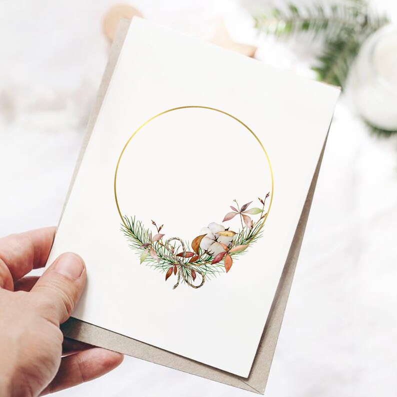 Christmas Greenery Watercolor Clipart Winter Floral Frame - Etsy