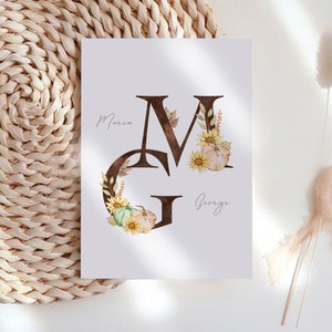 Watercolor Pumpkin Alphabet Clipart | Boho Letters | Autumn Floral ...