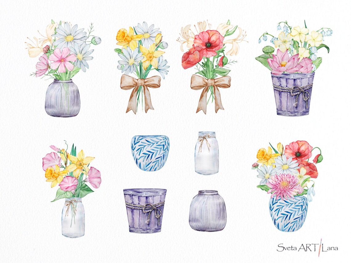 Watercolor Birth Month Flowers Clipart | Elegant Floral PNG | Birthday ...