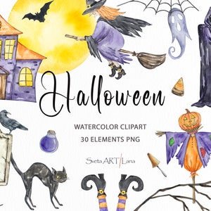 Watercolor Spooky Halloween Clipart Monster Happy Halloween - Etsy