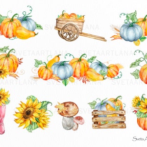 Fall Autumn Orange Pumpkins Clipart Arrangements Autumn Decor Clipar ...