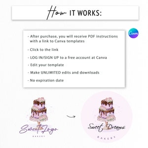 Bakery Purple Cake Logo| Watercolor Violet Logo Sweet | Treats Logo ...