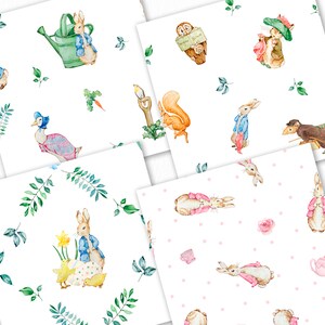 Peter Rabbit Digital Paper | Watercolor Rabbit and Friends Characters ...