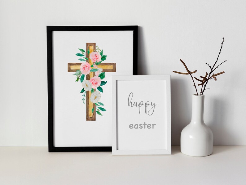 Watercolor Floral Cross Clipart Religious Easter Clipart Png - Etsy