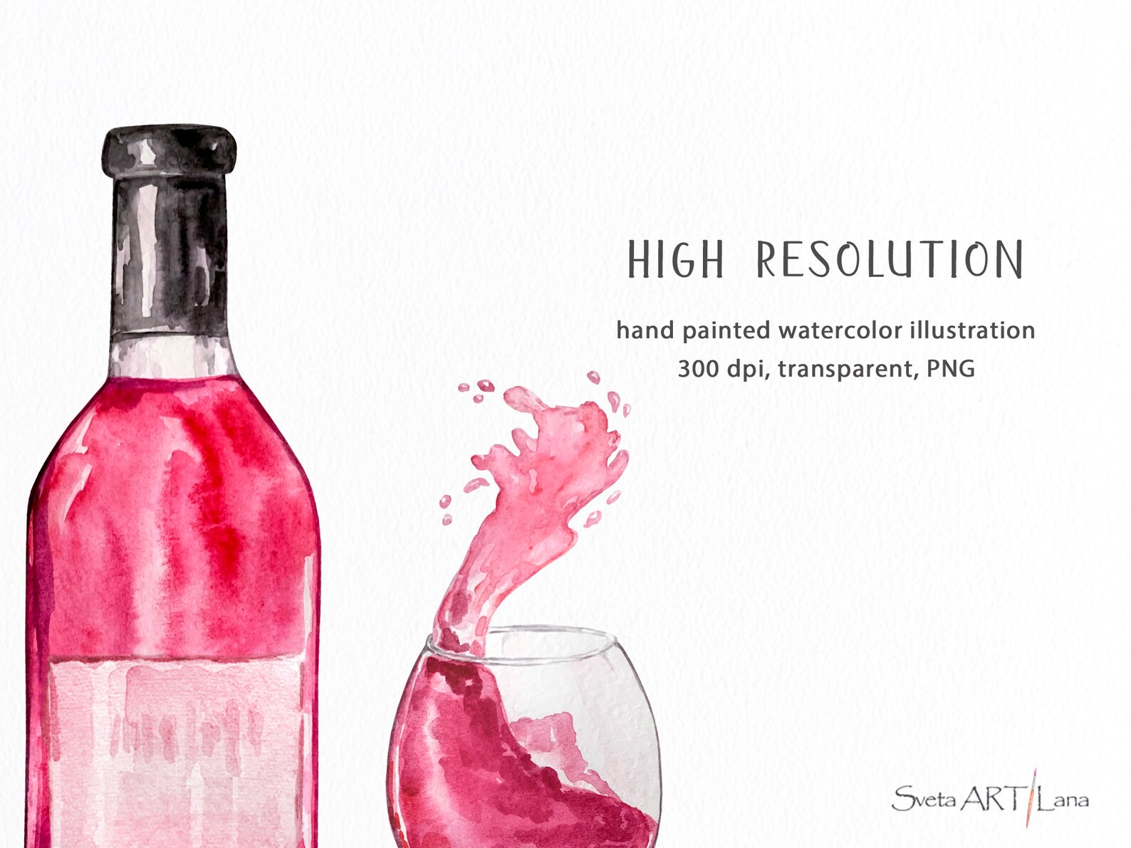 Watercolor Wine Clipart Wedding Red Wine Glasses Romantic - Etsy