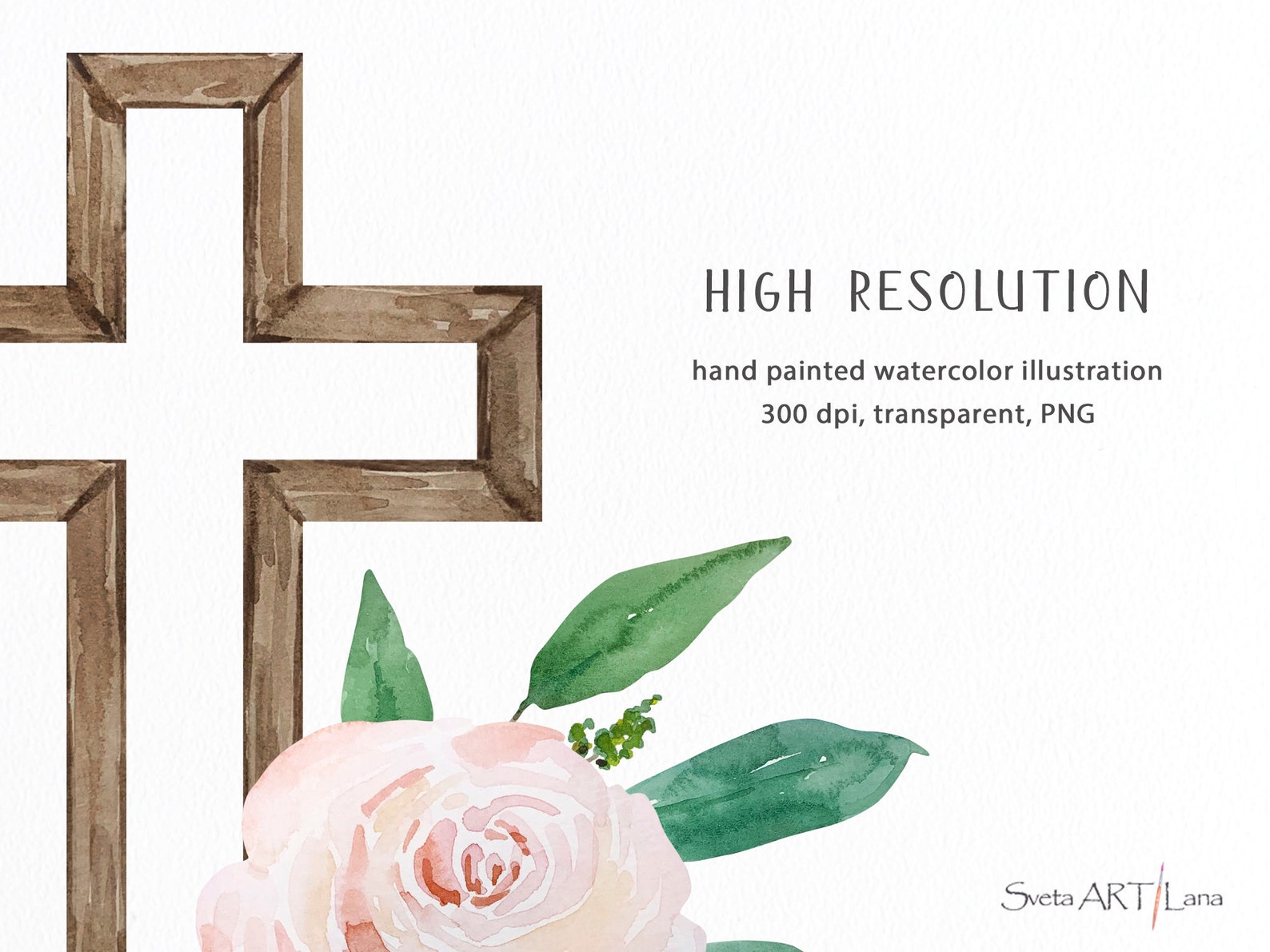 Watercolor Cross Clipart Religious Easter Clipart Png - Etsy