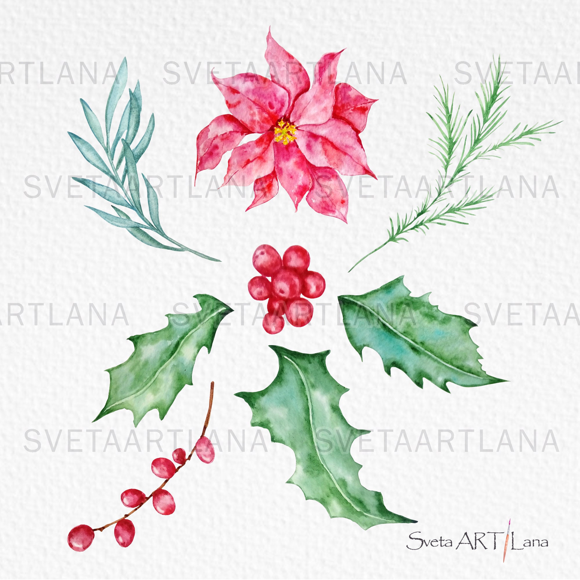 Watercolor Christmas Sweet Clipart Christmas Dessert Cupcake - Etsy