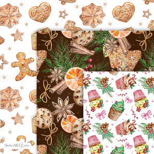 Watercolor Christmas Gingerbread Digital Paper | Winter Sweets Seamless ...