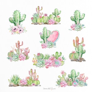 Watercolor Cactus Clipart | Cactus Frames | Mexican Cacti Greenery ...
