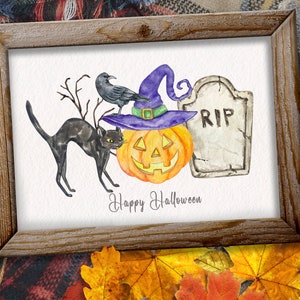 Watercolor Spooky Halloween Clipart Monster Happy Halloween - Etsy