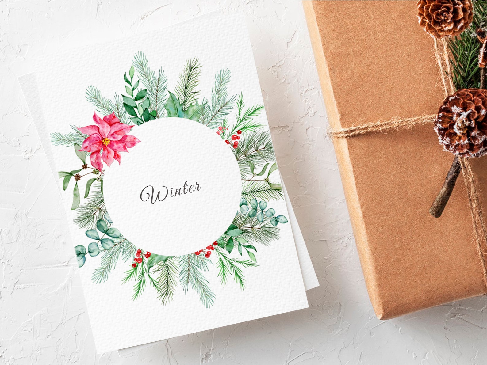 Watercolor Christmas Greenery Frame Clipart Winter Floral - Etsy