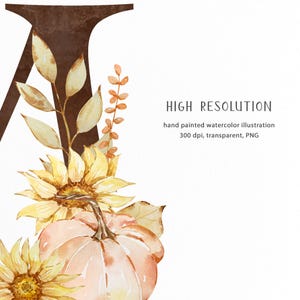 Watercolor Pumpkin Alphabet Clipart | Boho Letters | Autumn Floral ...