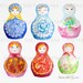 Matryoshka Watercolor Clipart. Russian Nesting Doll Clipart Nested Doll ...