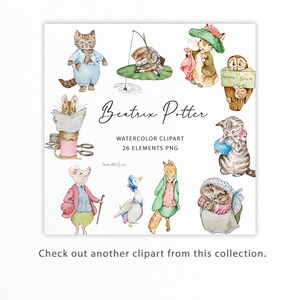 Peter Rabbit Pink Clipart | Watercolor Rabbit PNG | Beatrix Potter Art ...