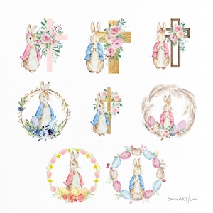 Peter Rabbit Happy Easter Clipart | Watercolor Rabbit PNG | Easter ...