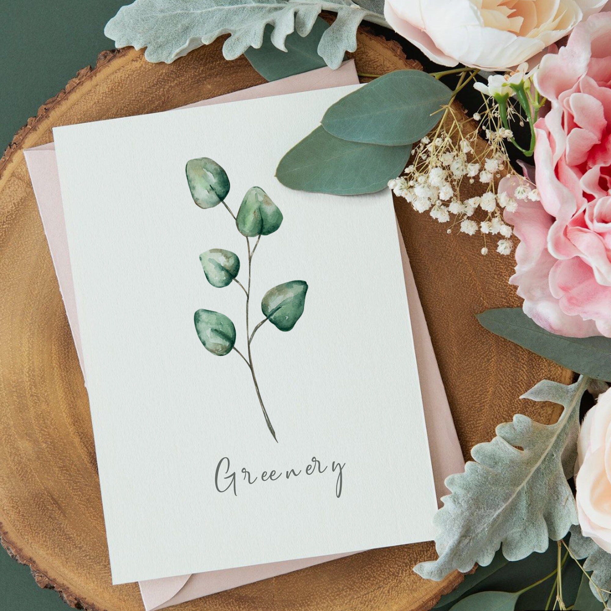 Watercolor Greenery Clipart Green Eucalyptus Foliage Clip - Etsy