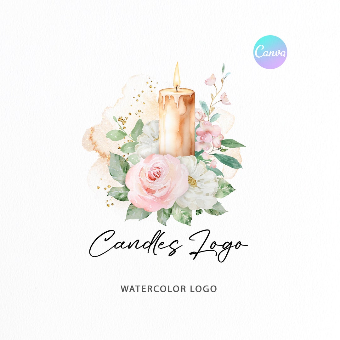 Elegant Watercolor Floral Candle Logo Design | Relax and Spa Salon Logo ...