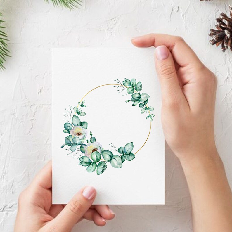 Watercolor Eucalyptus Wreath Clipart Greenery Wreath Rustic - Etsy