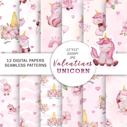 Unicorn Digital Paper Pastel Rainbow Seamless Pattern Baby - Etsy