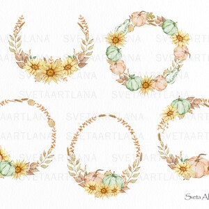 Watercolor Thanksgiving Frame Clipart | Holiday Pumpkin PNG | Autumn ...