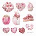Valentines Day Watercolor Clipart | Valentines Sweets Treats | Pink ...