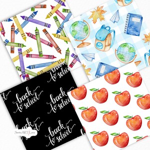 School Digital Papers | Watercolor Classroom School Supplies Digital ...