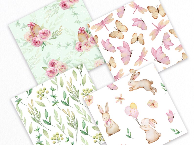Watercolor Easter Digital Paper Spring Seamless Pattern Cute | Etsy