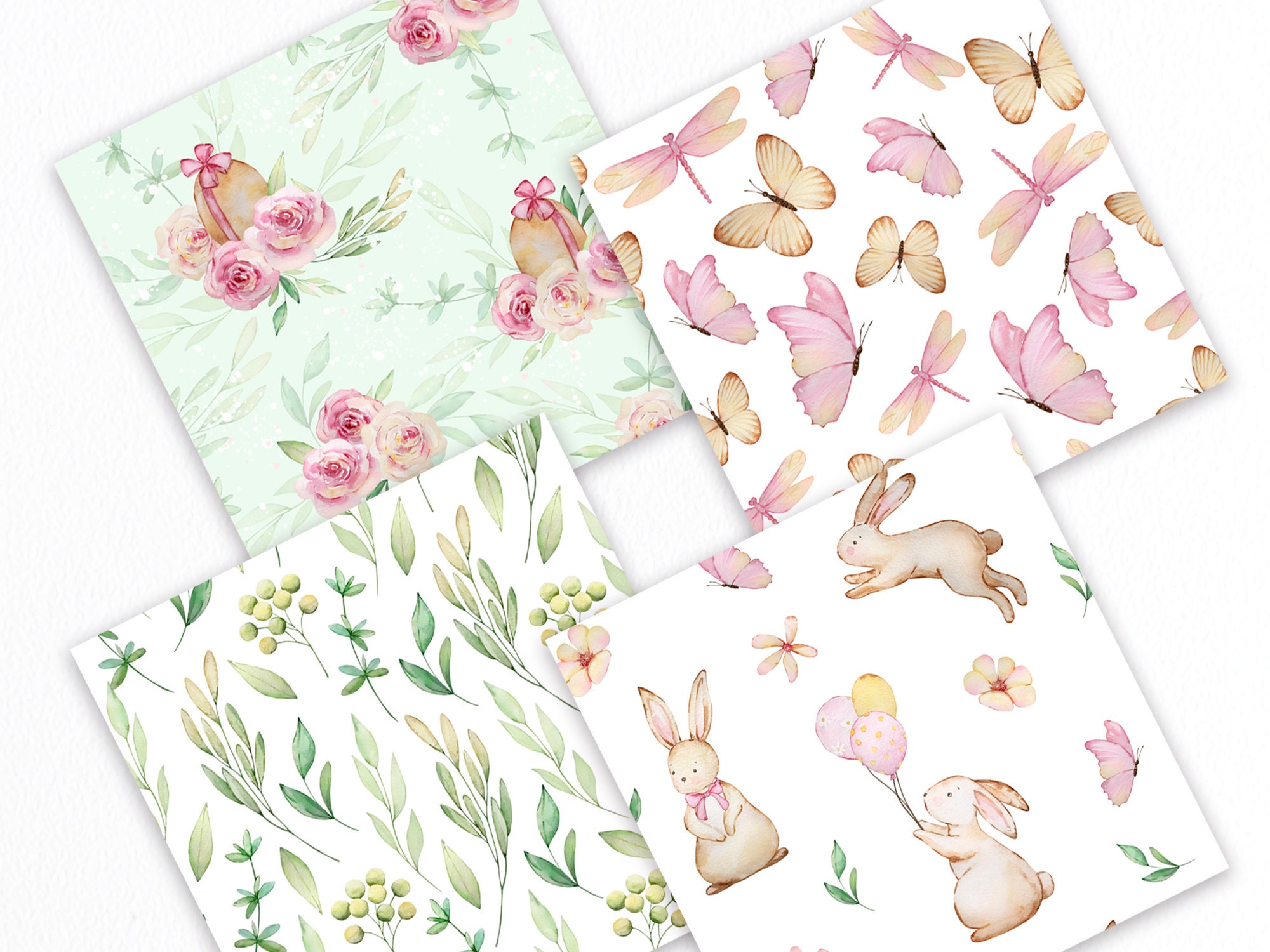 Watercolor Easter Digital Paper Spring Seamless Pattern Cute | Etsy