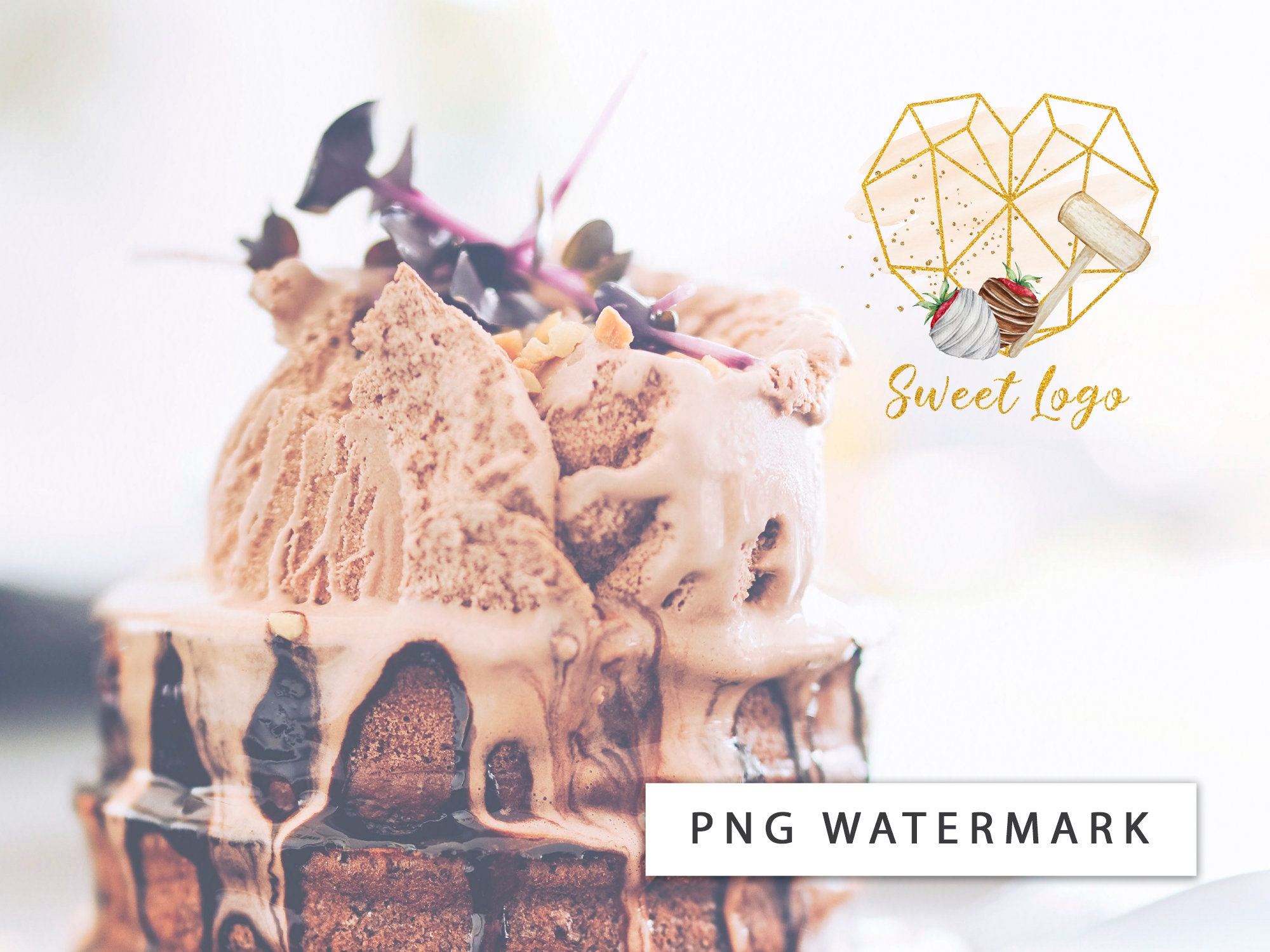 Gold Heart Breakable Logo Strawberry Chocolate. Sweet Treats - Etsy