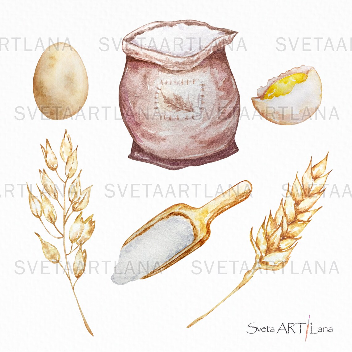 Bread Watercolor Clipart Baking Clip Art Bakery Products - Etsy