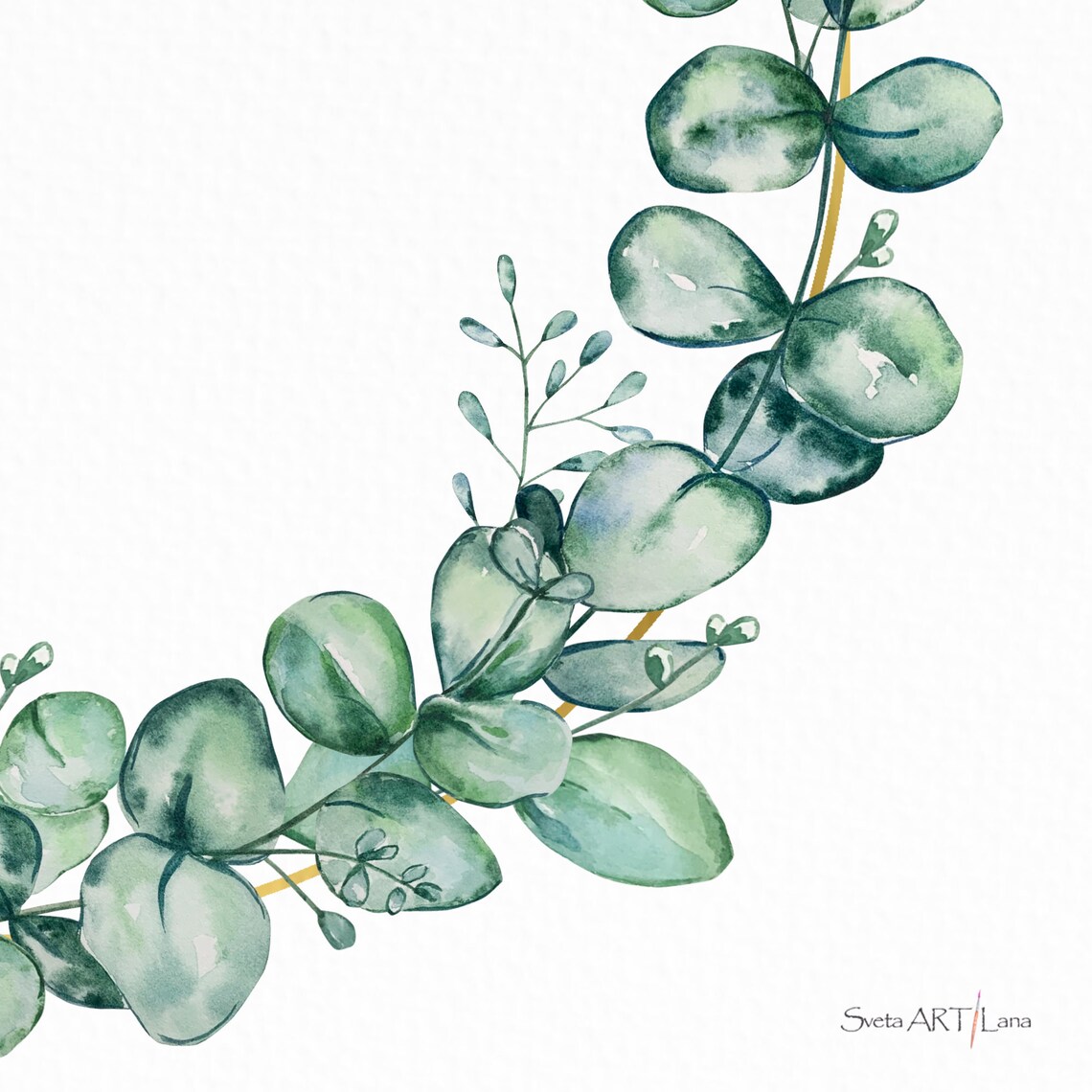 Watercolor Eucalyptus Wreath Clipart Greenery Wreath Rustic - Etsy
